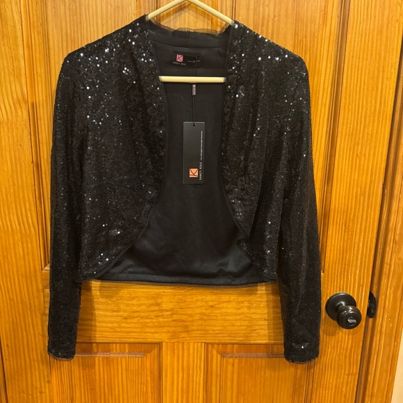 Kancy Kole | Jackets & Coats | Nwt Kancy Kole Black Sequin Shrug Long ...